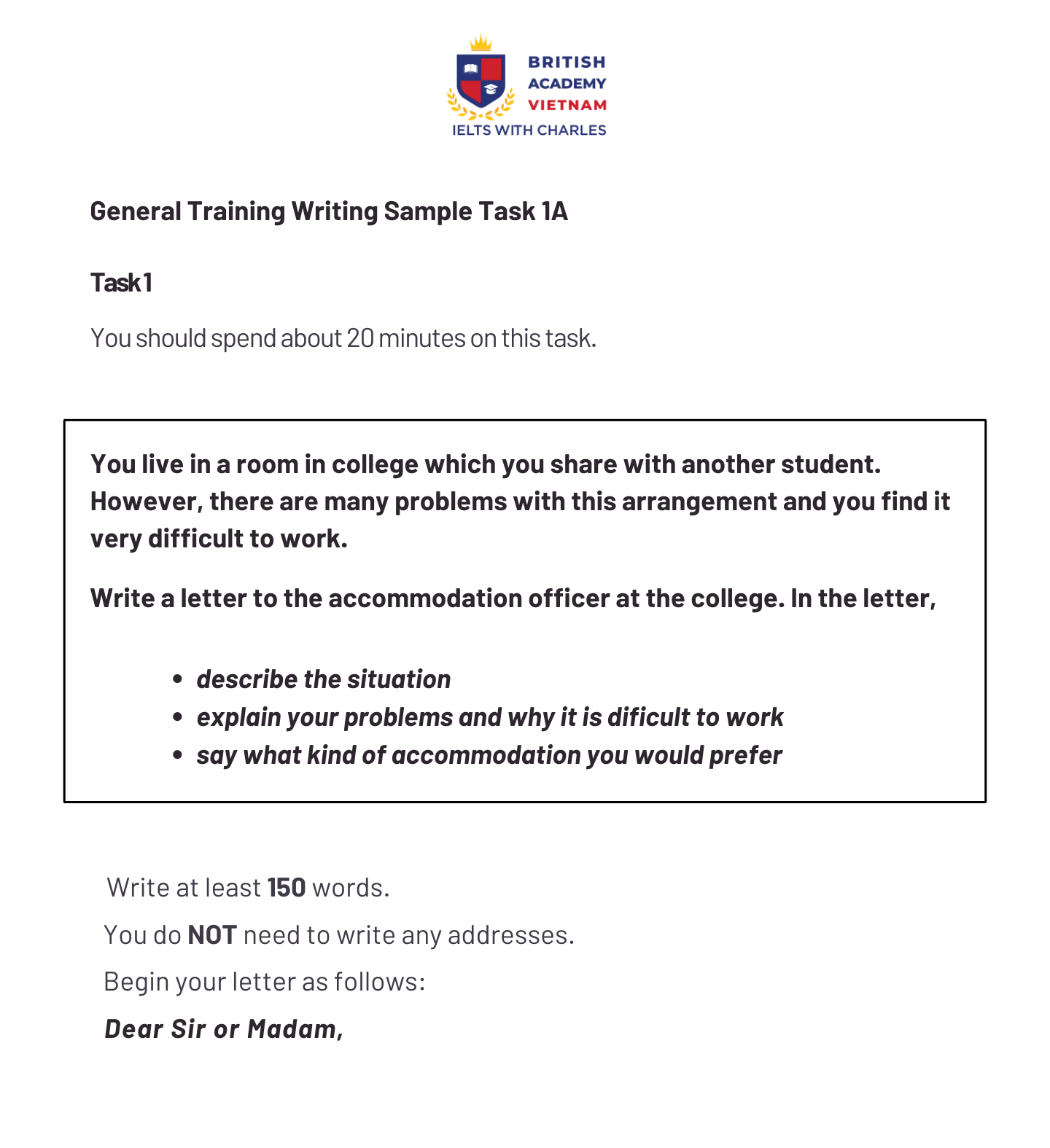 Cấu trúc IELTS General Writing Task 1 và bí quyết bắt trọn điểm